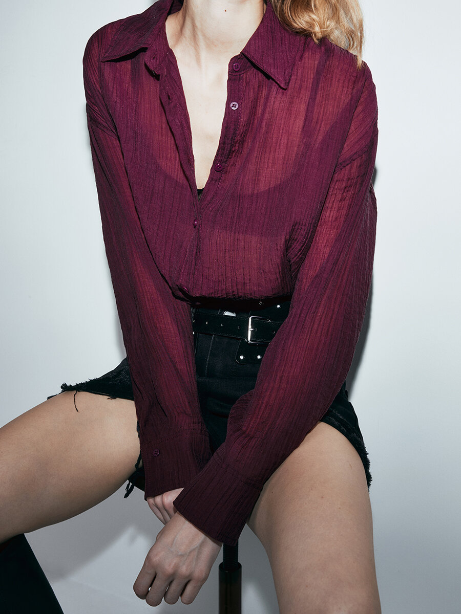 Рубашка оверсайз из фактурного лиоцелла