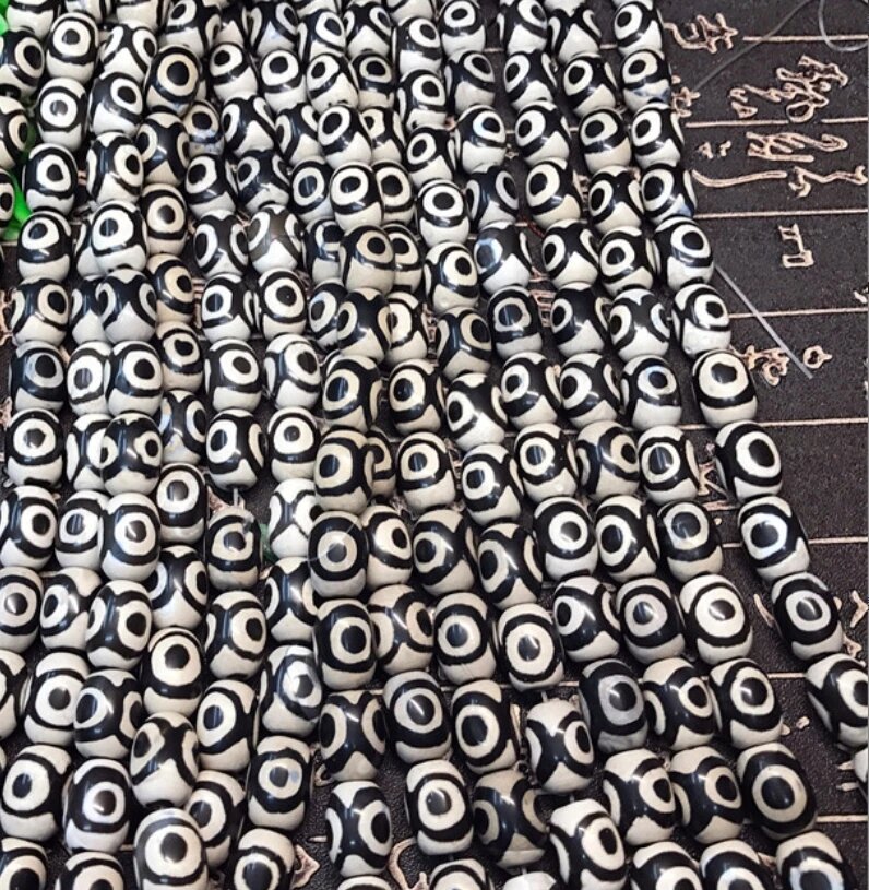 5 шт. натуральные тибетские агаты Дзи бусины SUMOORL 12x16mm, black white