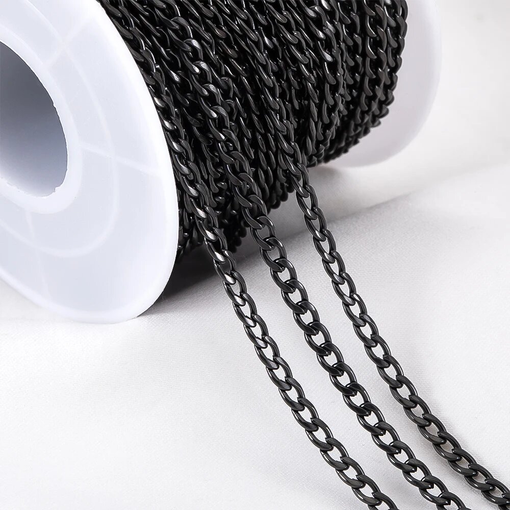 Черная цепочка из нержавеющей стали 1/2/10 м GB-3mm-2meter