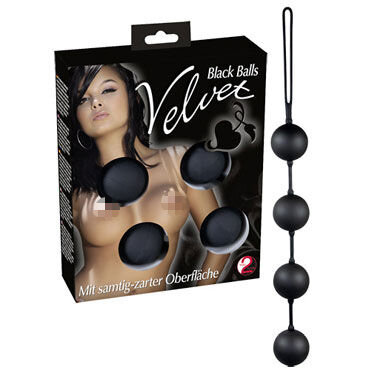 You2Toys Velvet Balls, черные Анальные шарики на сцепке