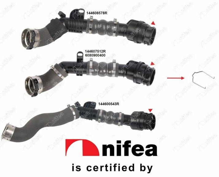 Nifea 144607512R, Скоба патрубка интеркулера для Renault, Dacia, Mercedes. Аналог оригинала