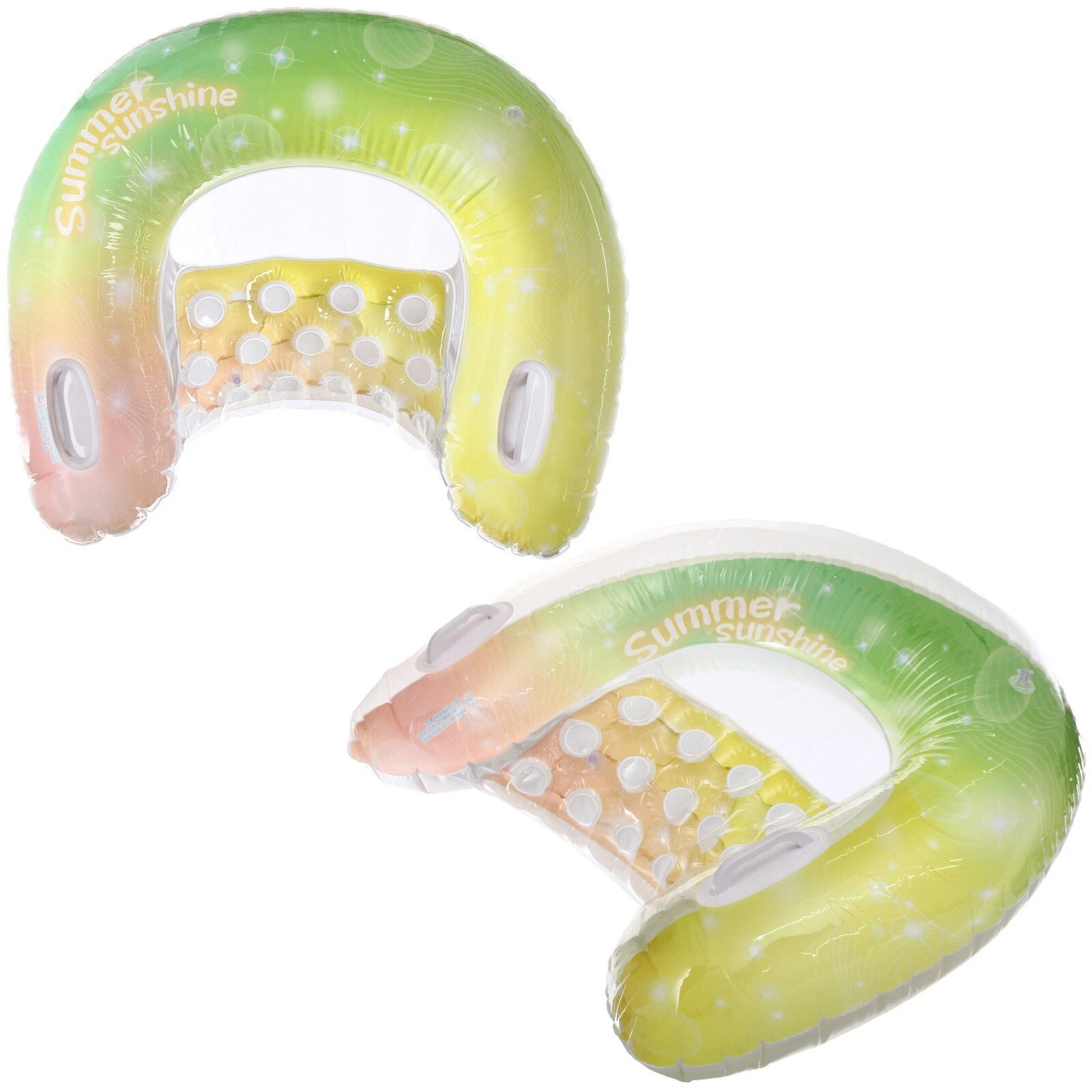 Надувное кресло-шезлонг "Лаунж U-003" для плавания, 120х80 см, ПВХ с ручками, разноцветный принт