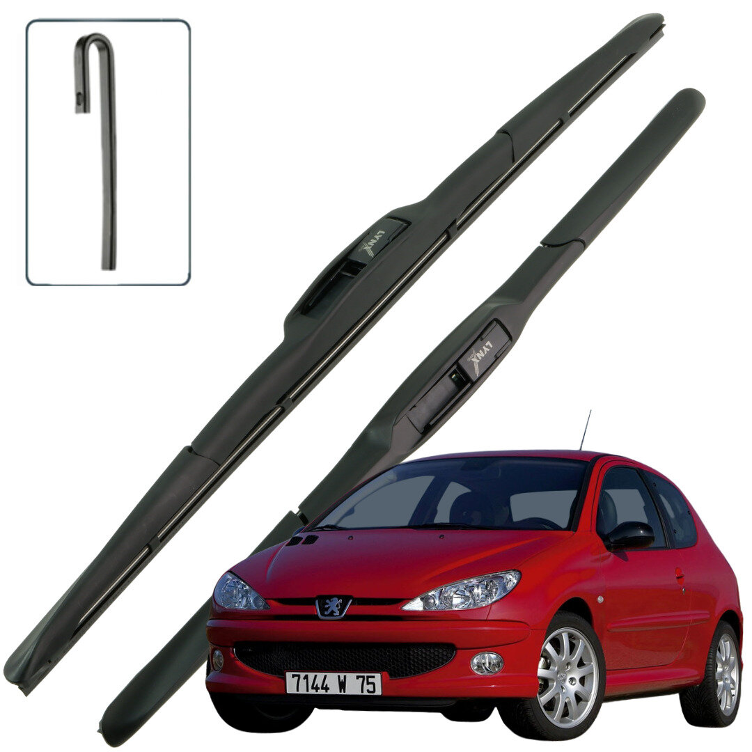 Дворники Peugeot 206 2A/C / Пежо 206 хэтчбек 3 дв. рест. 2003 2004 2005 2006 2007 2008 2009 Щетки стеклоочистителя гибридные ОЕМ для автомобиля LYNXauto 650мм-400мм к-т 2шт.