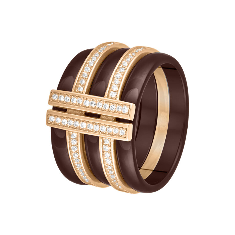 Кольцо, керамика, фианит