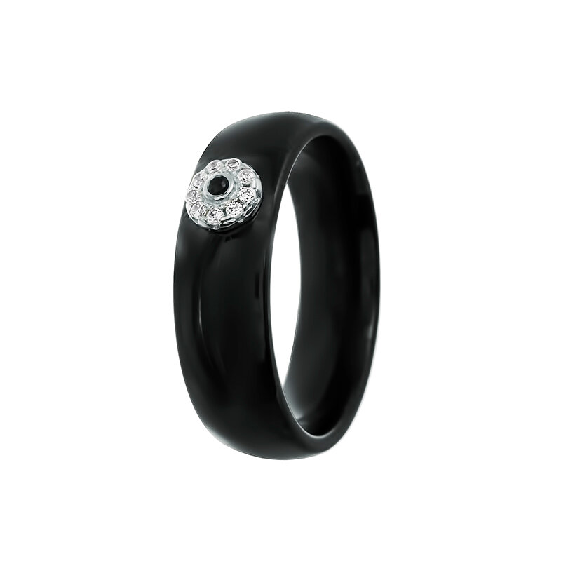 Кольцо, серебро, 925 проба, керамика, нанокристалл, фианит