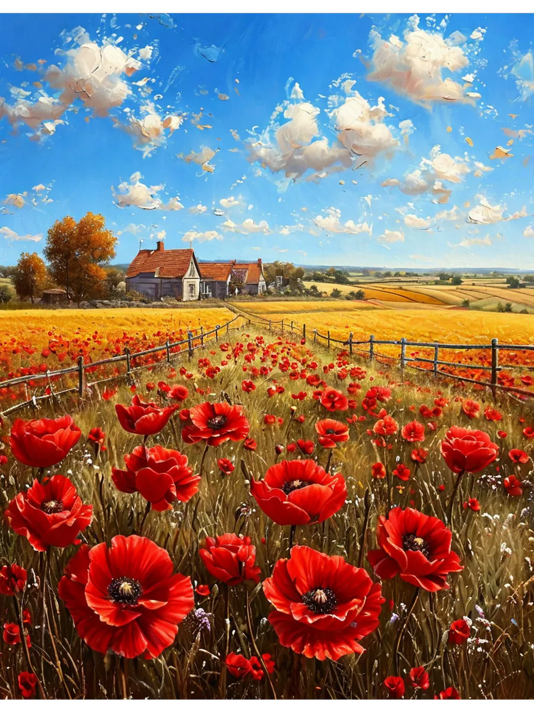 Картина на стену для интерьера "Маковое поле" 40х50 см, холст на подрамнике, ArtInter