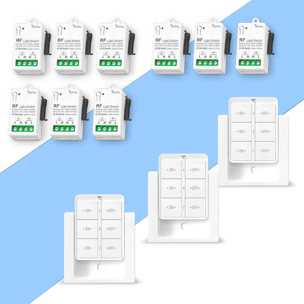 Беспроводной пульт дистанционного управления Diese RF433 Белый, 9RELAY 3PANEL