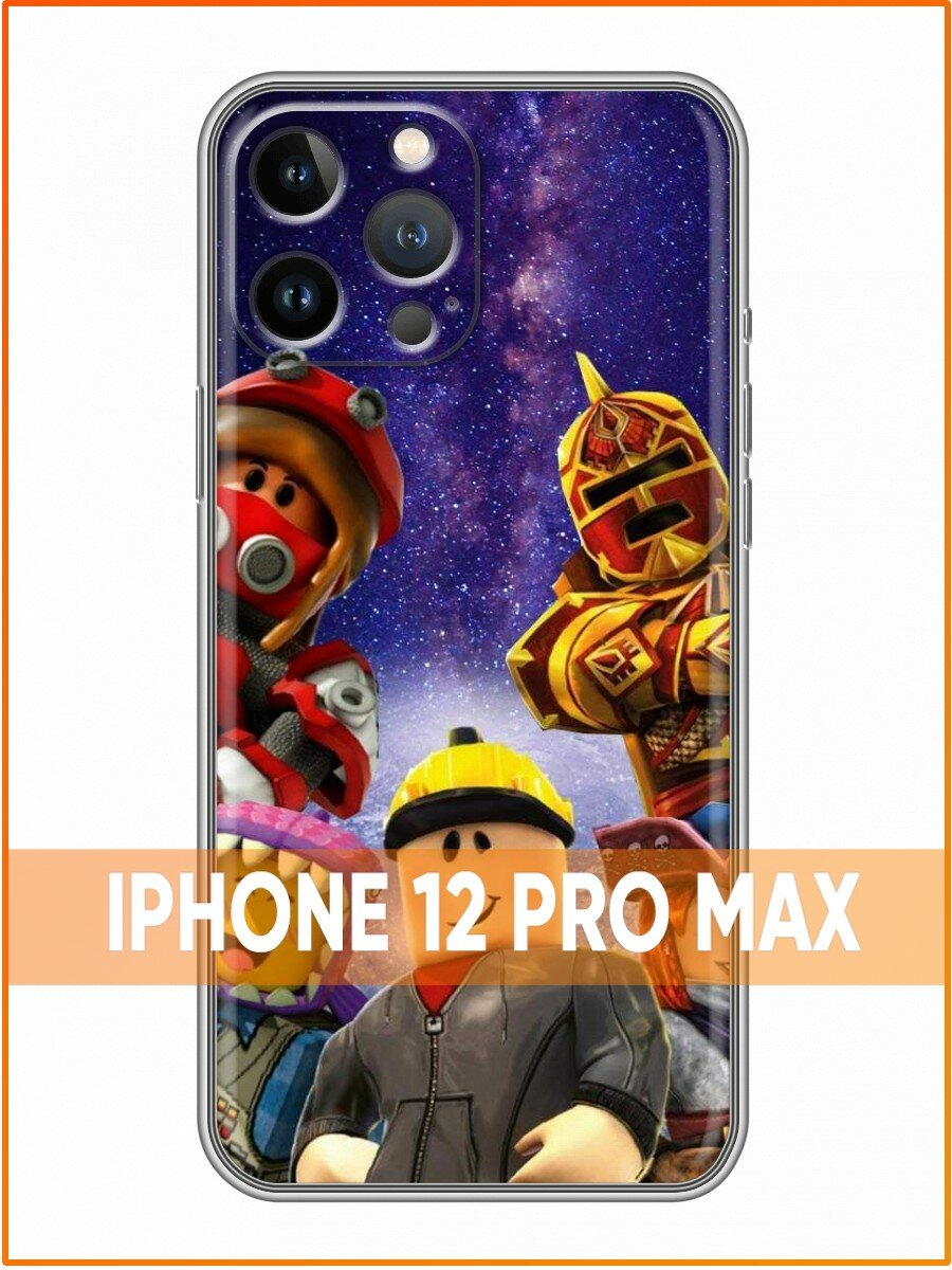 Чехол для Iphone 12 Pro Max с принтом для мальчиков Роблокс фон космоса (Айфон 12 Про Макс)