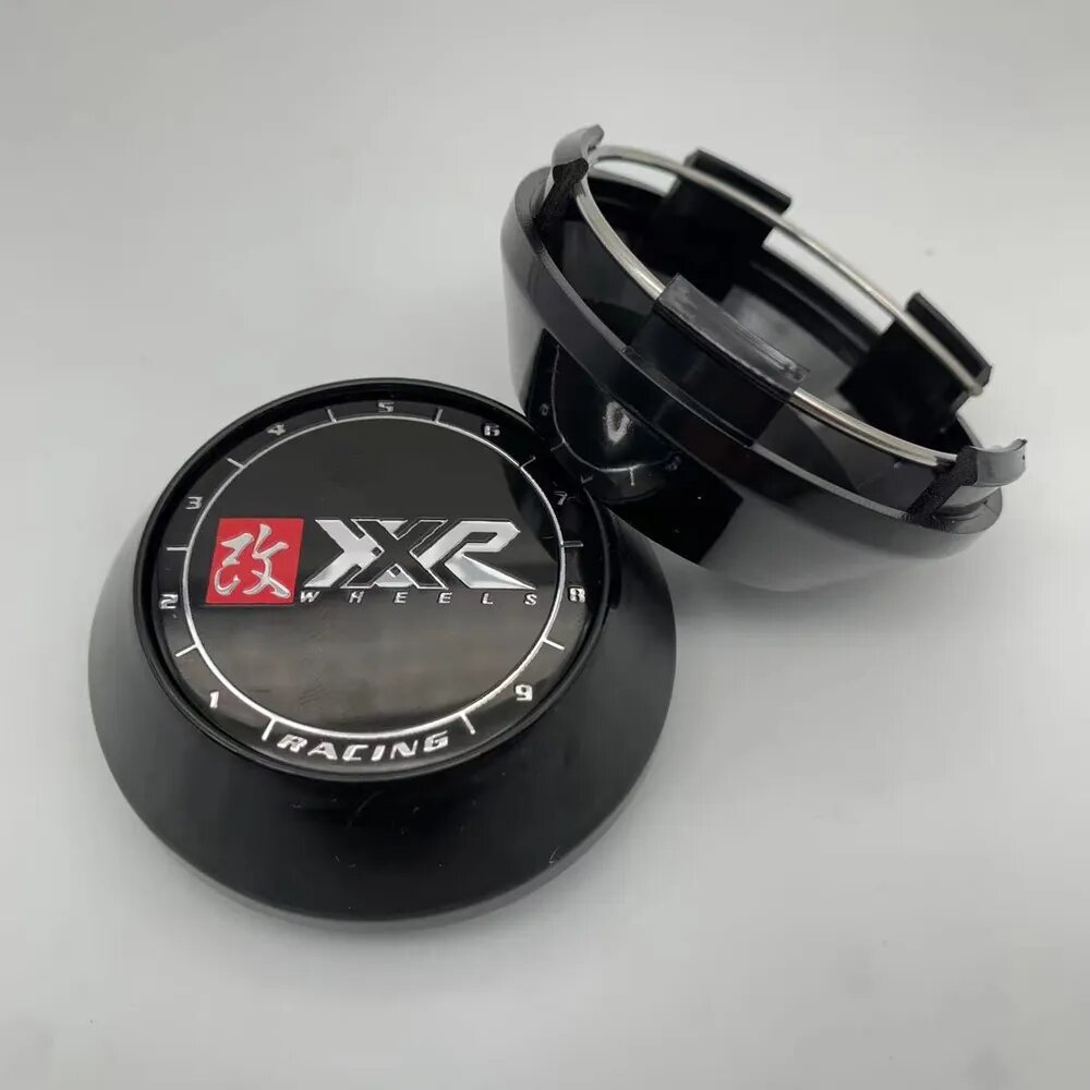 Колпак ступицы колеса XR WHEELS RACING 4 шт. Заглушки для дисков черного цвета 60мм