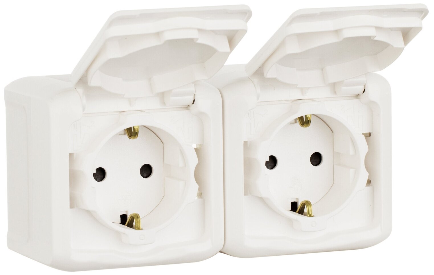 Блок силов. Legrand Quteo 782323 2розет. откр. зазем. крыш. IP44 белый