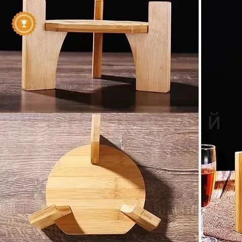 Подставка для диспенсера для напитков из бамбука, коричневая, устойчивая, для декора — фото 1