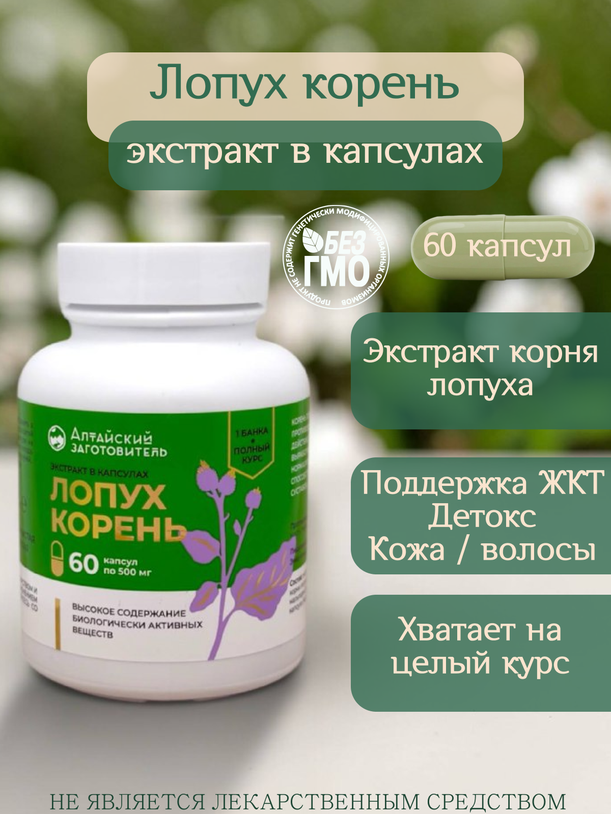 Алтайский заготовитель Растительный экстракт "Корень лопуха", 60 капсул