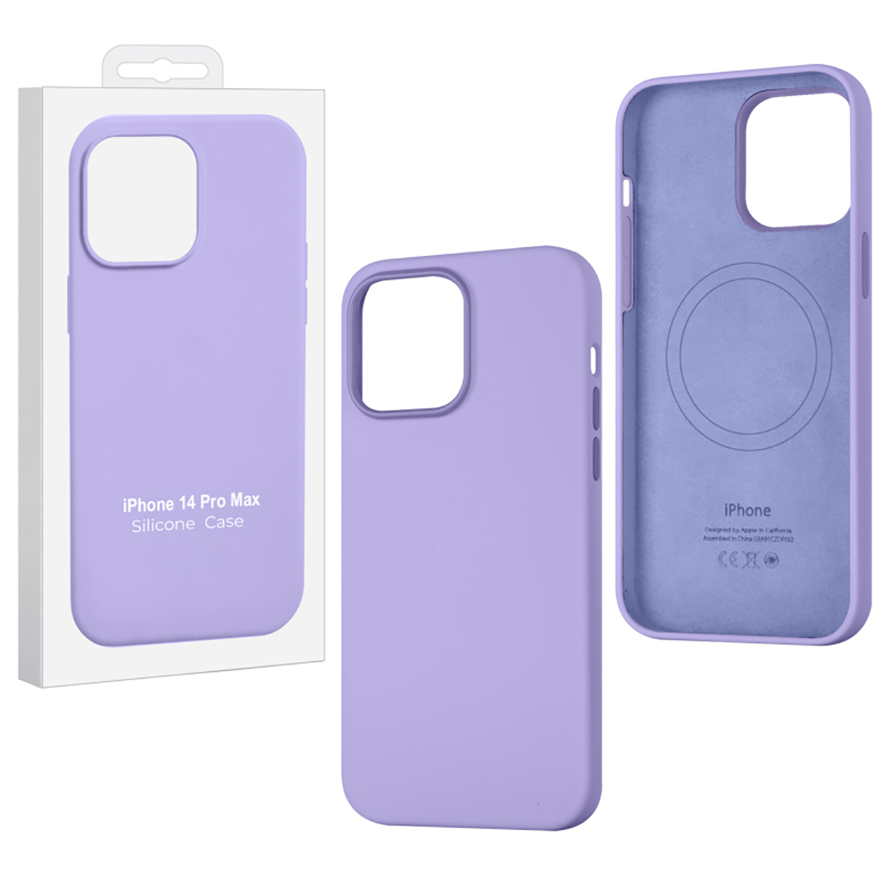 Чехол для iPhone 14 Pro Max Silicon Case Lilac, анимация NFC, поддержка беспроводной зарядки, сиреневый