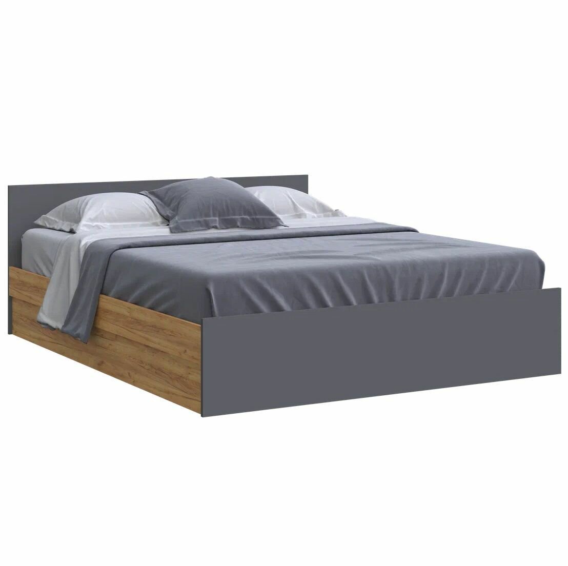 Бася Кровать 1,6м (Графит/Дуб крафт)