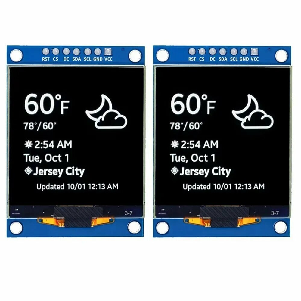 1,5-дюймовый OLED-ЖК-экран SH1107, небольшой дисплейный модуль 128x128, 7-контактный монохромный SPI.