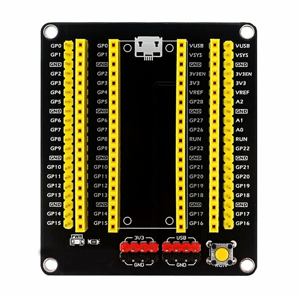 (1 комплект) Плата расширения Raspberry Pi Pico GPIO extension без приварки внешних датчиков