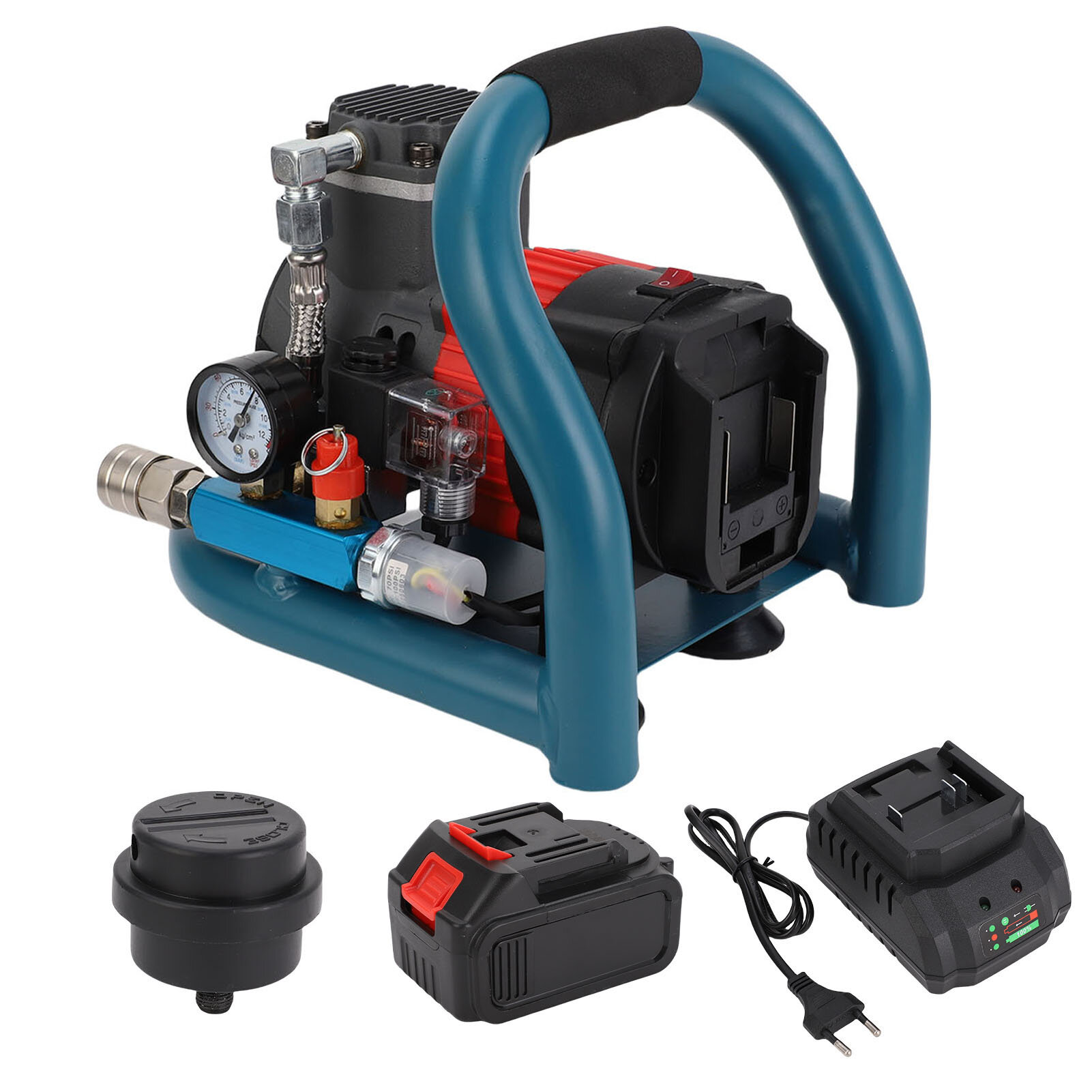 Портативный компрессор 1.5л, аккумуляторный, для авто, EU вилка