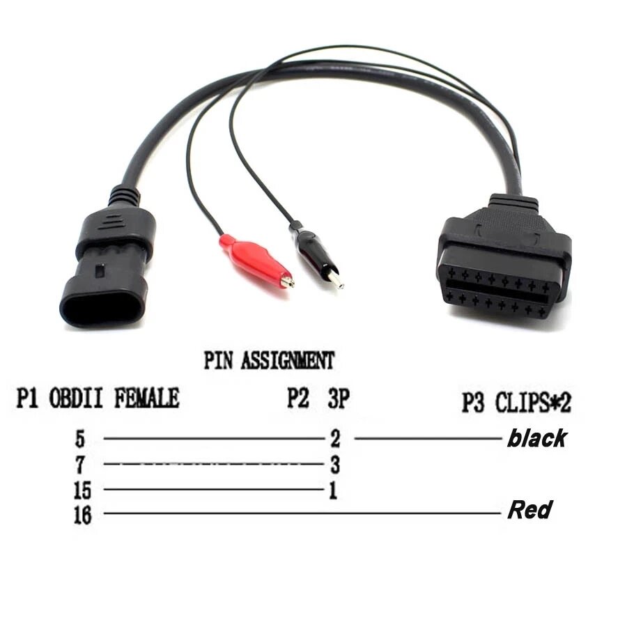 OBD2 16pin - 3pin Fiat кабель для ECU Scan