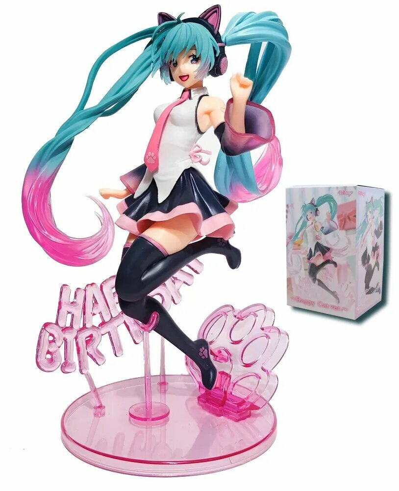 Фигурка Мику Хацунэ с днем рождения / Miku Hatsune Happy Birthday в наушниках (23см)