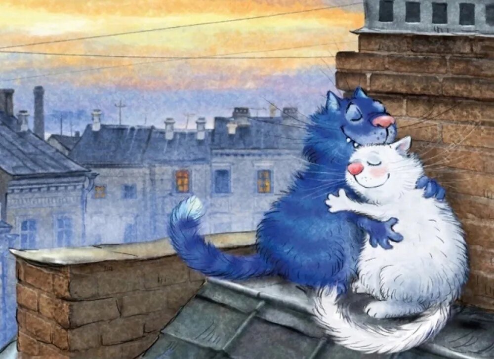 Алмазная Мозаика "Голубая Кошка Рина зенюк" 40х50 См Алмазная Вышивка / Картина Стразами Подарков / Украшения