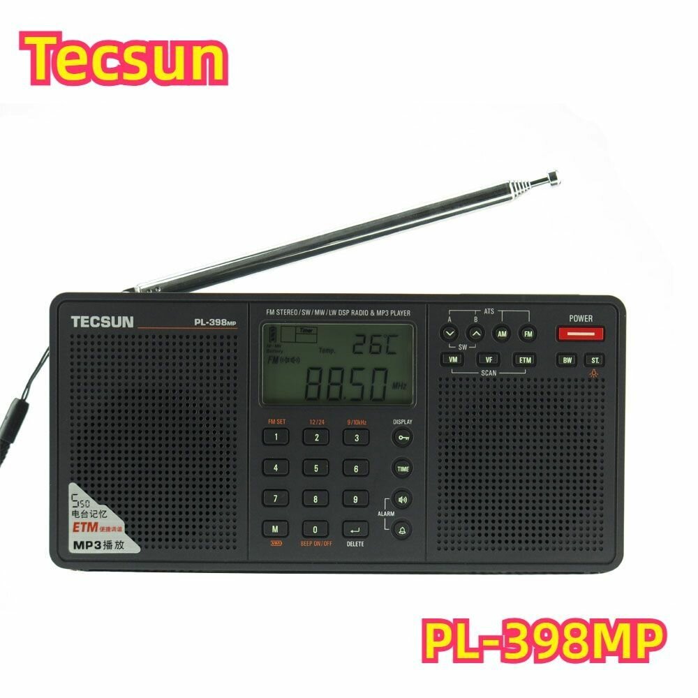 Tecsun PL-398MP стерео радио FM портативный полнодиапазонный цифровой тюнер ETM ATS DSP двойной динамик приемник MP3-плеер поддержка TF-карт