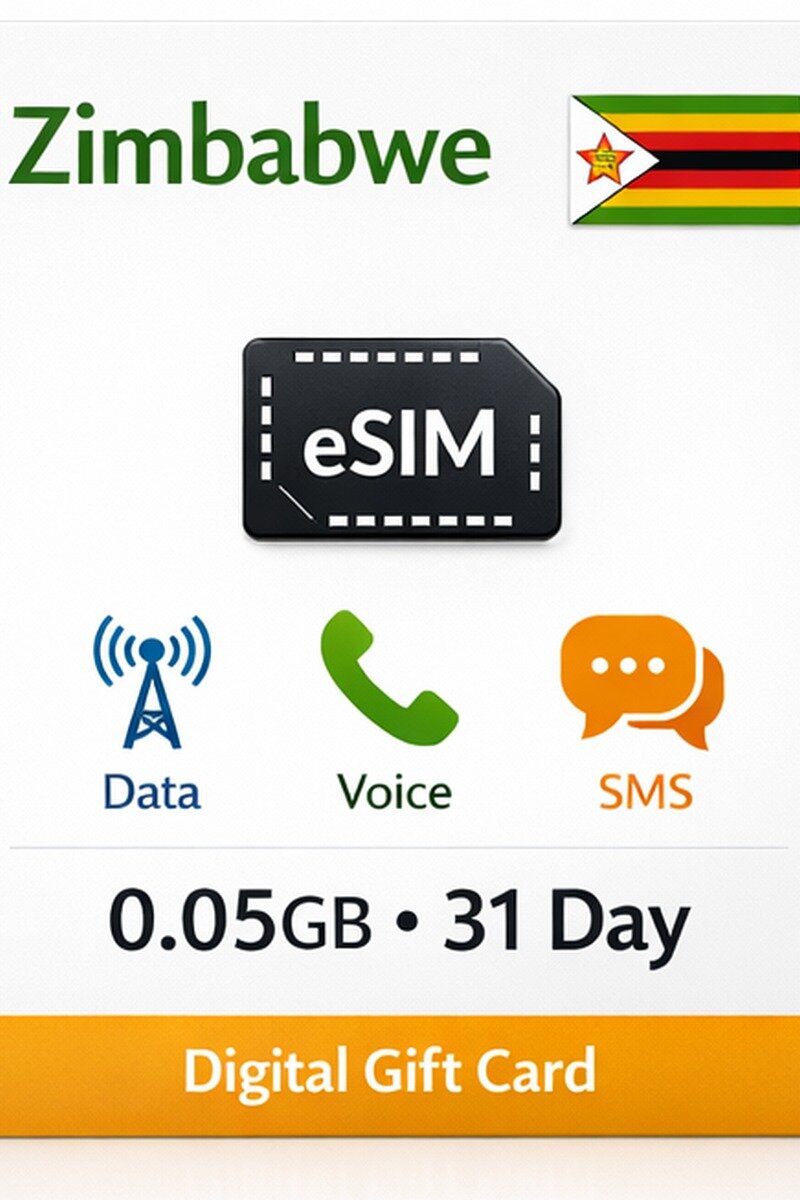 ESIM для мобильного интернета и связи 0.05ГБ на 31 день | Зимбабве | Виртуальная СИМ-карта