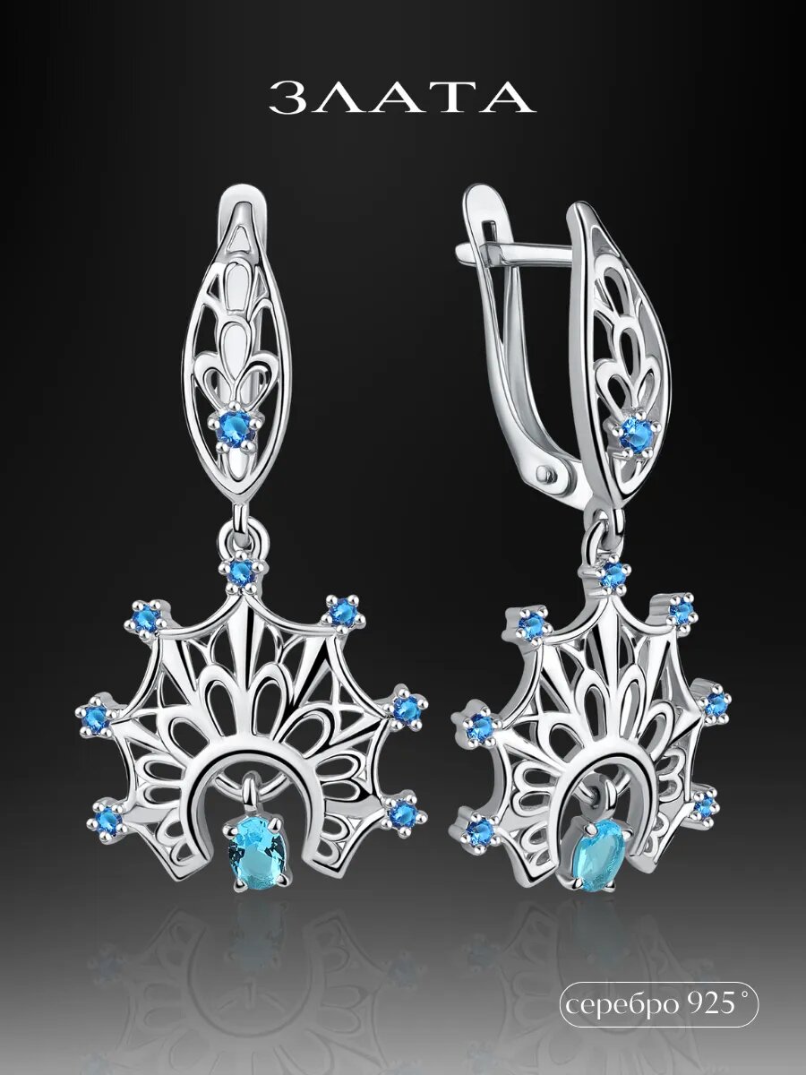 Серьги, 925 проба, фианит