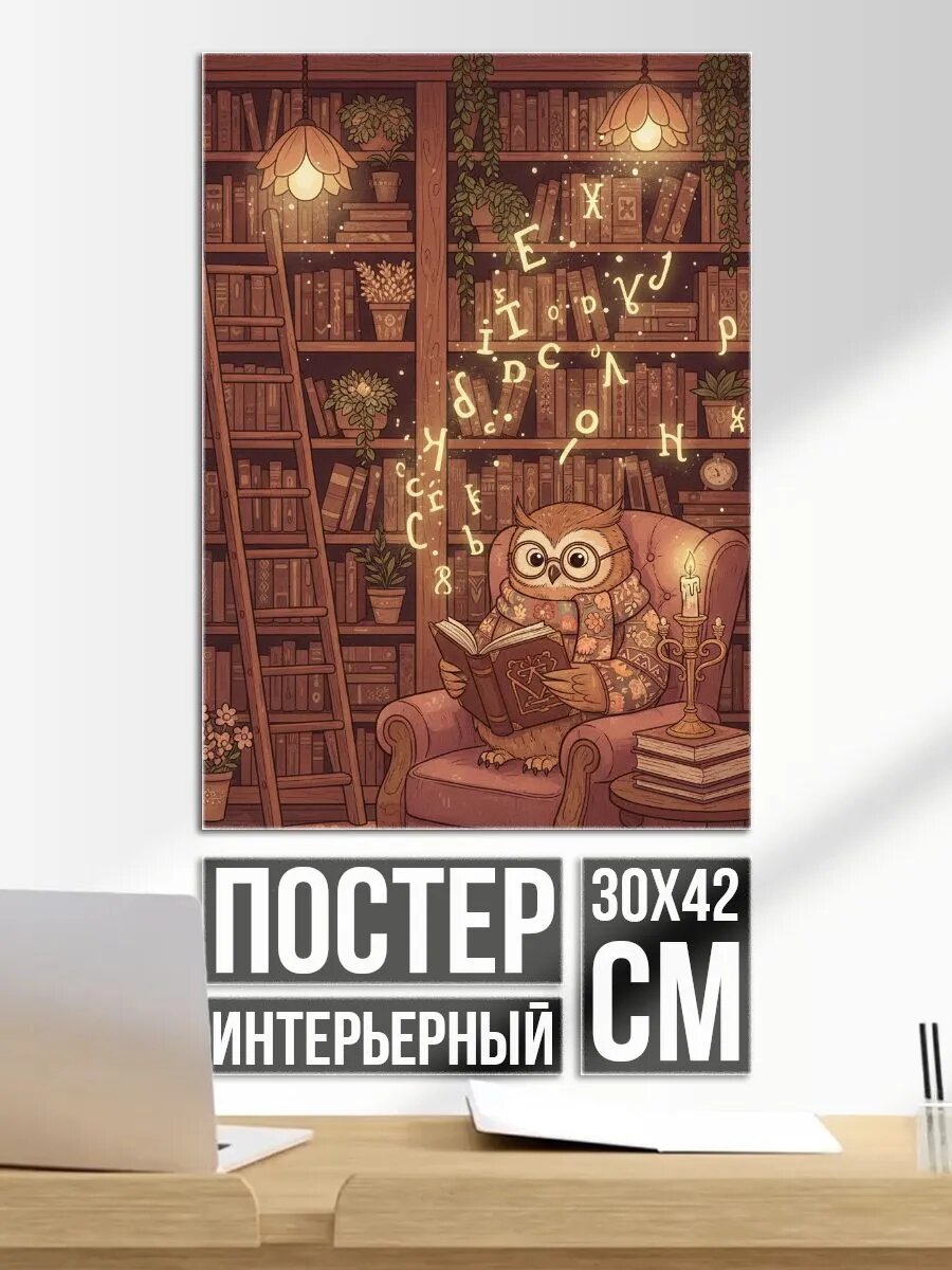 Постер на стену Умная сова