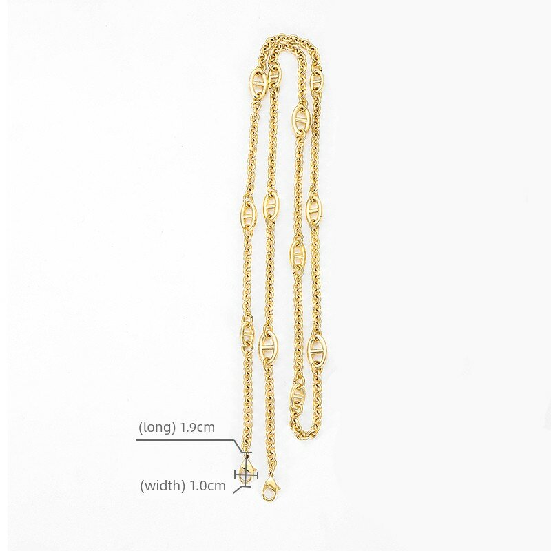Замена цепочки для сумки Hermes Kelly - Pig Nose Chain, 110 см, золото 18К, квадратная застежка