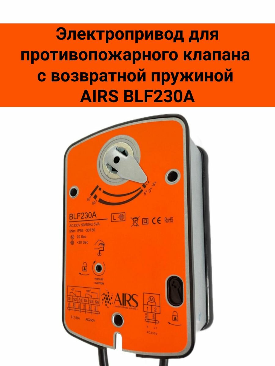 Электропривод для противопожарного клапана с возвратной пружиной AIRS BLF230A