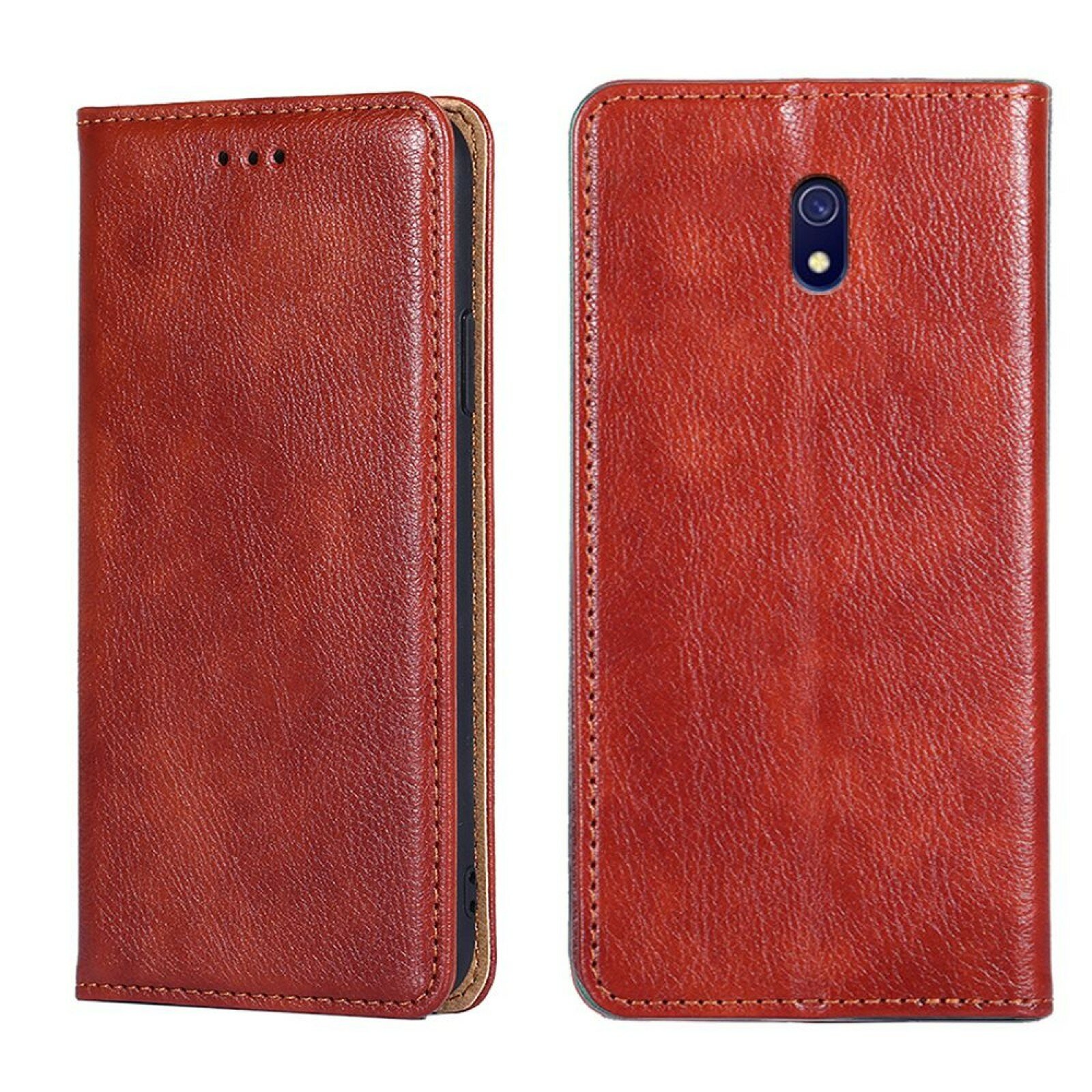 Чехол-книжка MyPads для Xiaomi Redmi 8A коричневый из искусственной кожи