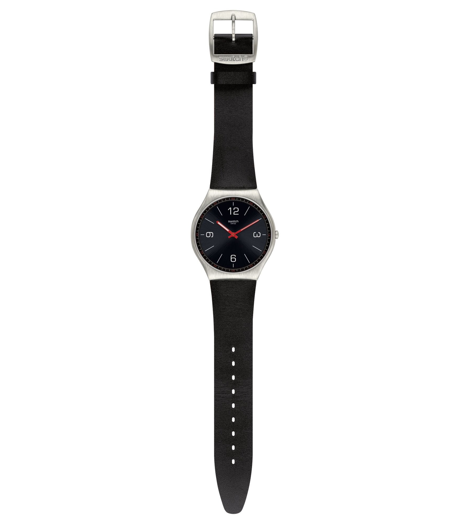 Наручные часы Swatch, черный, серебряный, красный — фото 1
