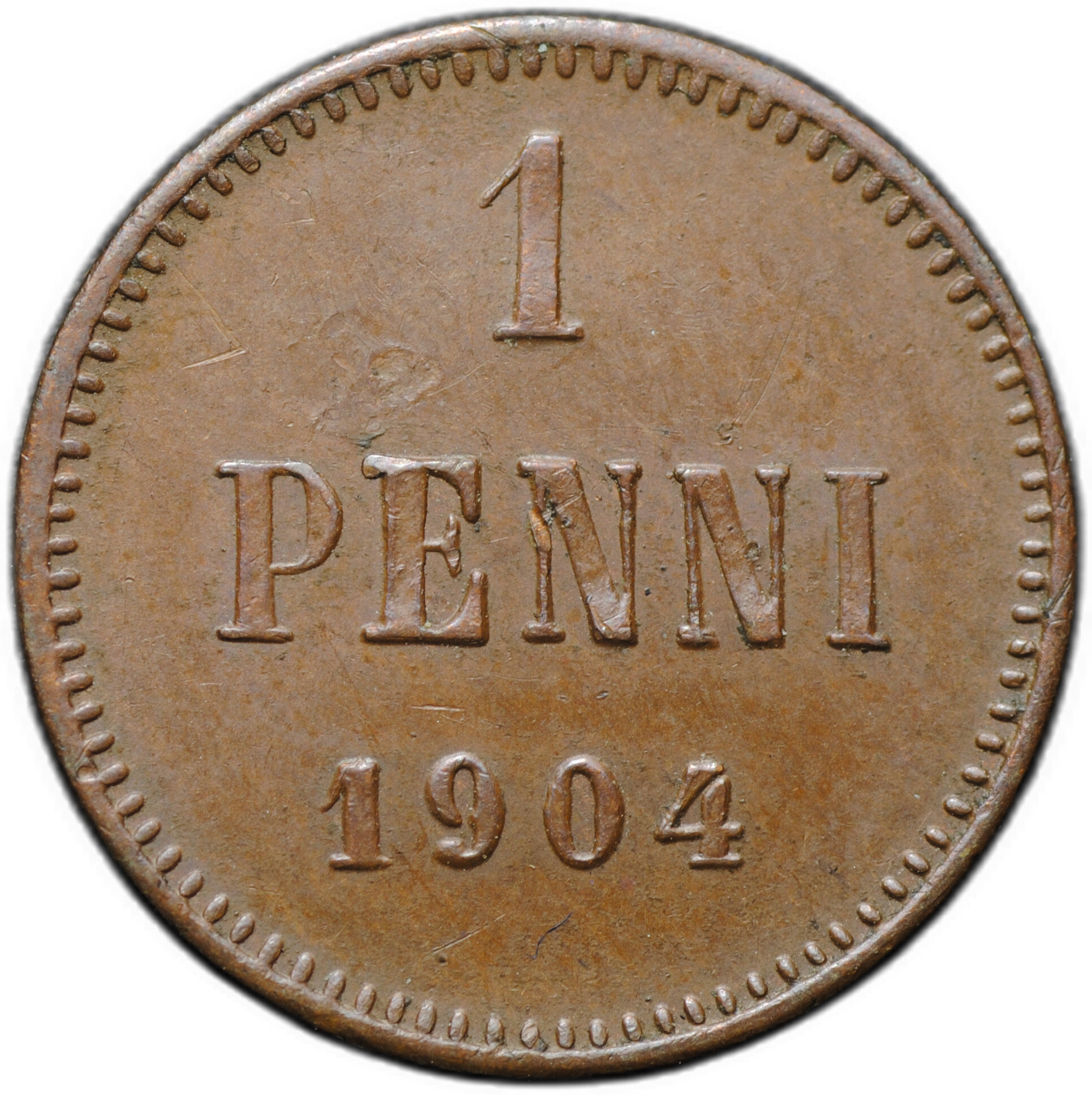 Монета 1 пенни 1904 Русская Финляндия