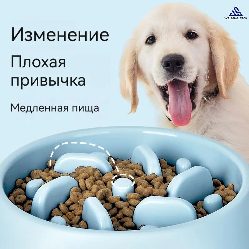 Миска для медленного приготовления корма для собак, не опрокидывающаяся и не давящаяся