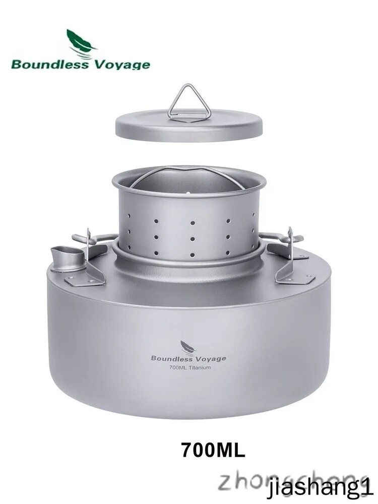 Boundless Voyage TI3104D Титан Сверхлегкий портативный чайник объемом 700 мл со складной ручкой для кемпинга на открытом
