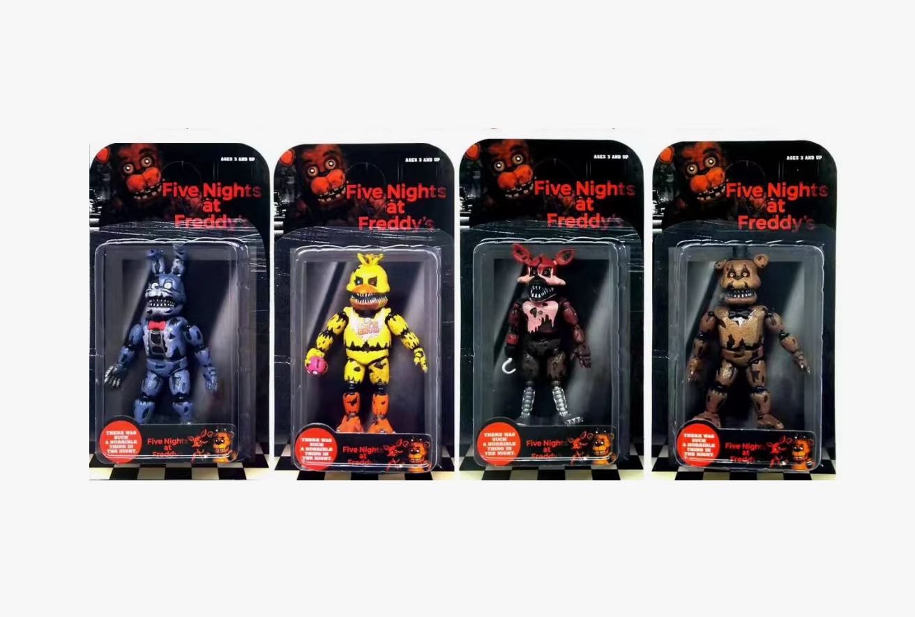 Игровой набор фигурок (4 шт) Кошмарные Чика, Бонни, Фредди, Фокси фнаф разборные, с подсветкой (FNAF)