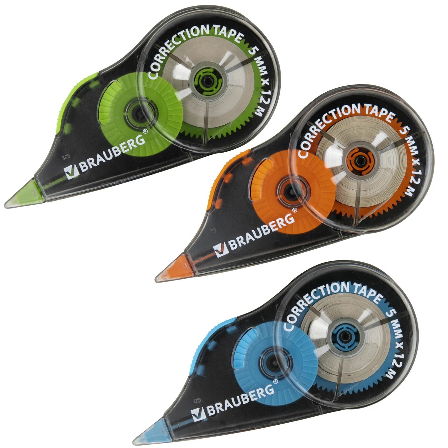 Упаковка 4 шт. Корректирующая лента BRAUBERG ULTRA COLOR, 5 мм x 12 м, механизм перемотки, выгодная упаковка 3 штуки в блистере, 271253