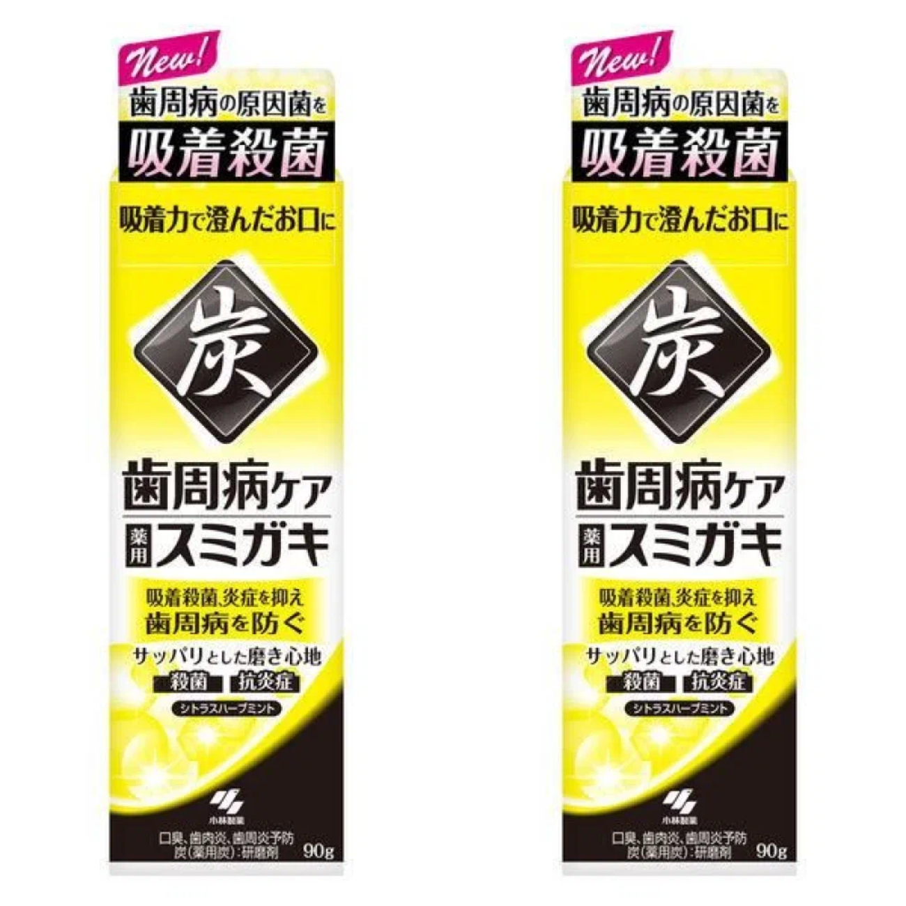 Зубная паста Kobayashi Care Sumigaki для профилактики болезней дёсен с микрогранулами угля, 90 г, 2 штуки