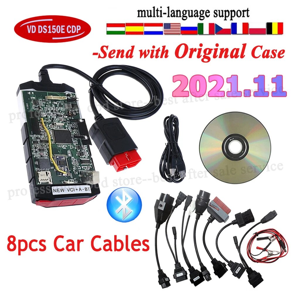 Новый VCI 2026 с кейгеном 2021.11 на CD/VD/DS150E/CDP с 2021 NEW KEYGEN, Cables Original BT