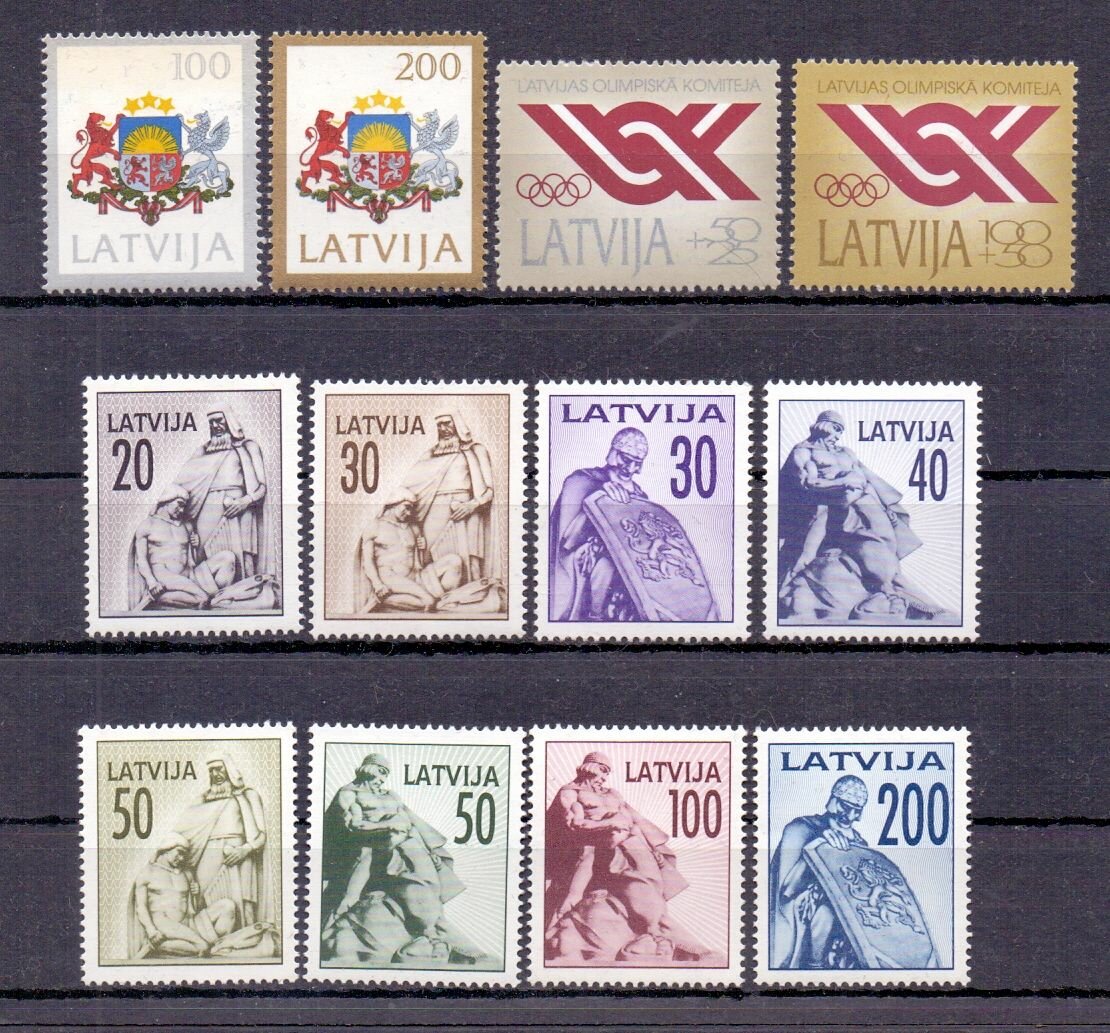 Почтовые марки Латвии. 1991-1992 годы. Чистые, полные и неполные серии. Интересная подборка 12 марок.