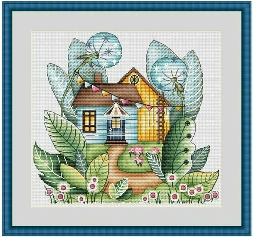 Hаборы для вышивания крестом Amishop Летний Волшебный домик, 126 x 119 стежка, 21 x 19 см, 33 цветов, 16CT Aida