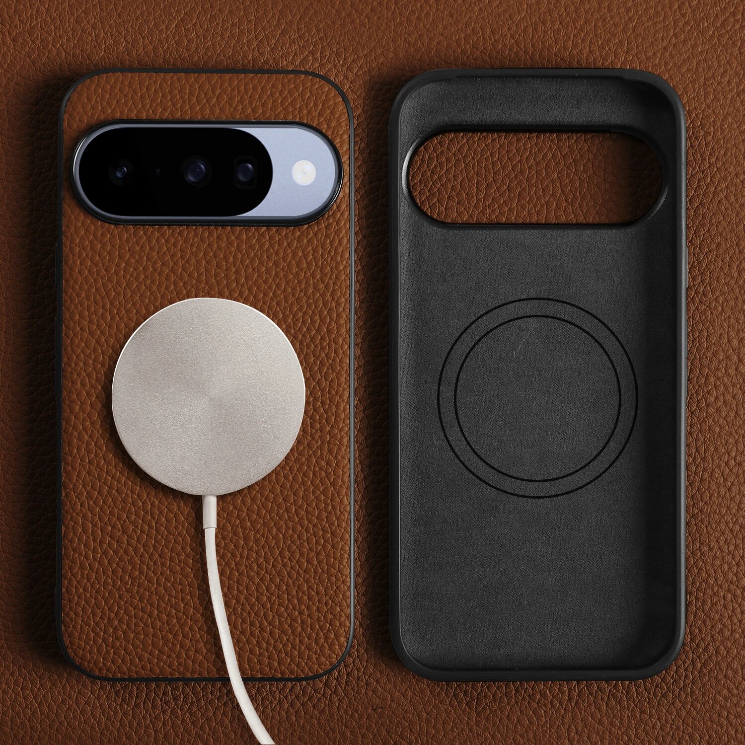 Кожаный чехол MagSafe для Google Pixel 7 Brown 6324