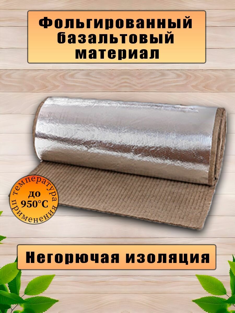 Базальтовый фольгированный материал. Для бани. Для вентиляции. 5мм. 1200мм*500мм