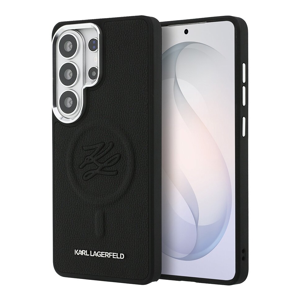 Karl Lagerfeld чехол с MagSafe для Galaxy S26 Ultra, кожа PU Debossed Initials Metal camera, черный
