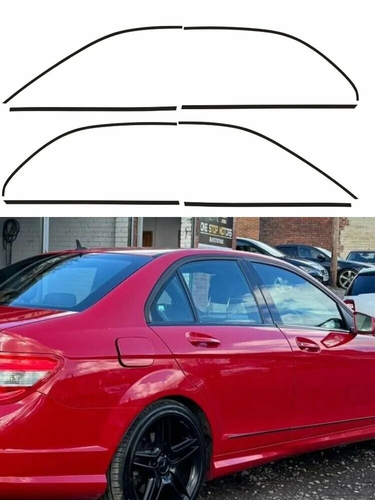 Виниловая накладка Chrome Delete для тонировки оконных молдингов Mercedes Benz C-Class W204 2007-2014 , глянцевая черная