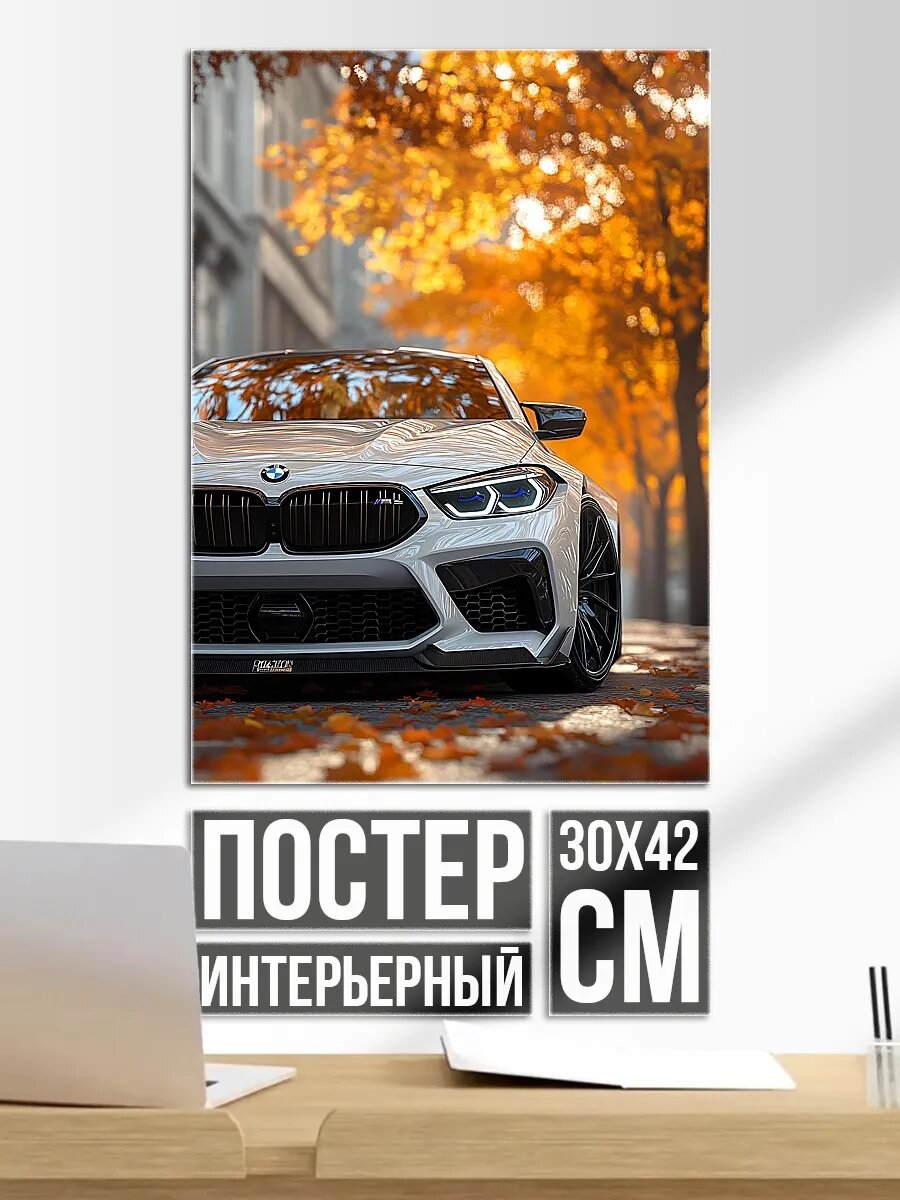 Плакат постер BMW осенний город