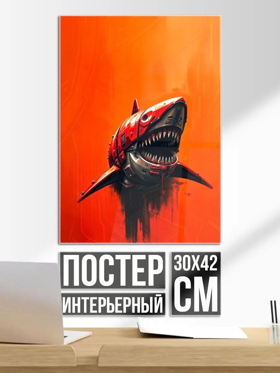Постер на стену Кибернетическая акула
