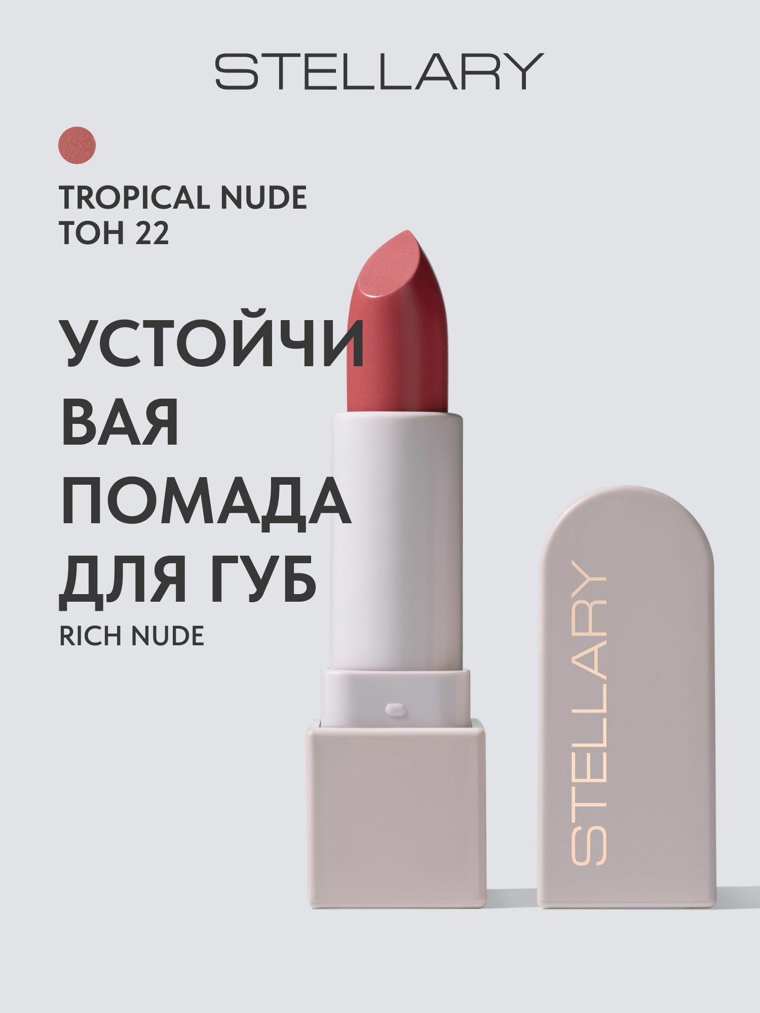 STELLARY Помада для губ устойчивая Long lasting lipstick RICH NUDE стойкая, пигментированная, тон 22
