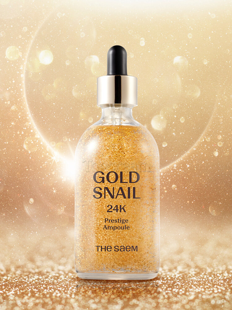 The Saem Антивозрастная сыворотка для лица с золотом и муцином улитки 100 мл Gold Snail 24K Prestige Ampoule