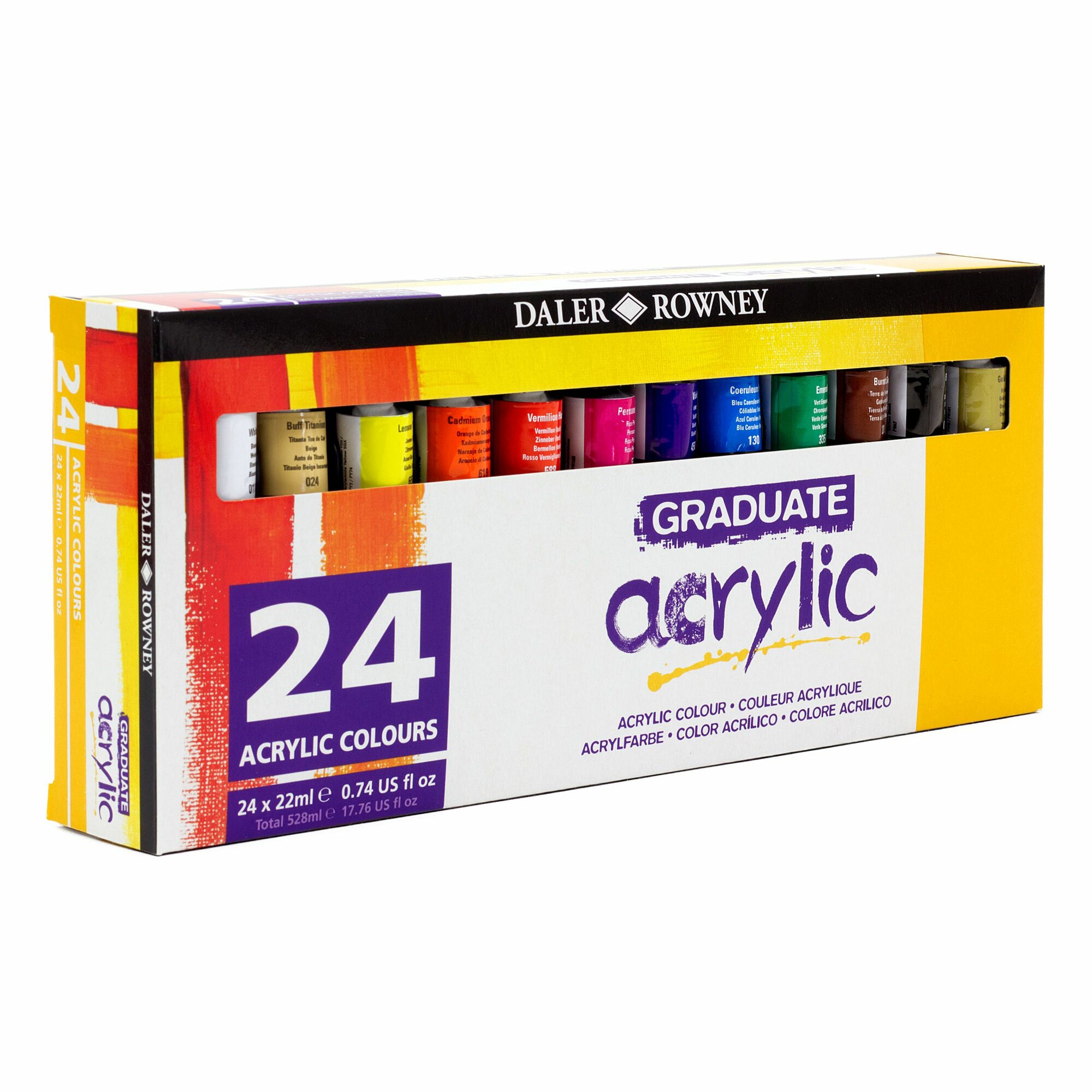 Daler Rowney GRADUATE краски акриловые художественные, набор 24 цвета по 22 мл, D123900024